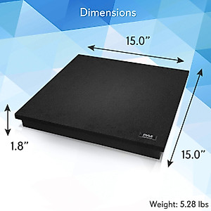 Pyle Sound Dampening Speaker Riser Foam - Audio Acoustic Noise Isolation Platform Pads Recoil Stabilizer w/ Rubber Base Pad For Studio Monitor, Subwoofer, Loud Speakers - PSI15 (15 x 15 x 1.8 Inch)