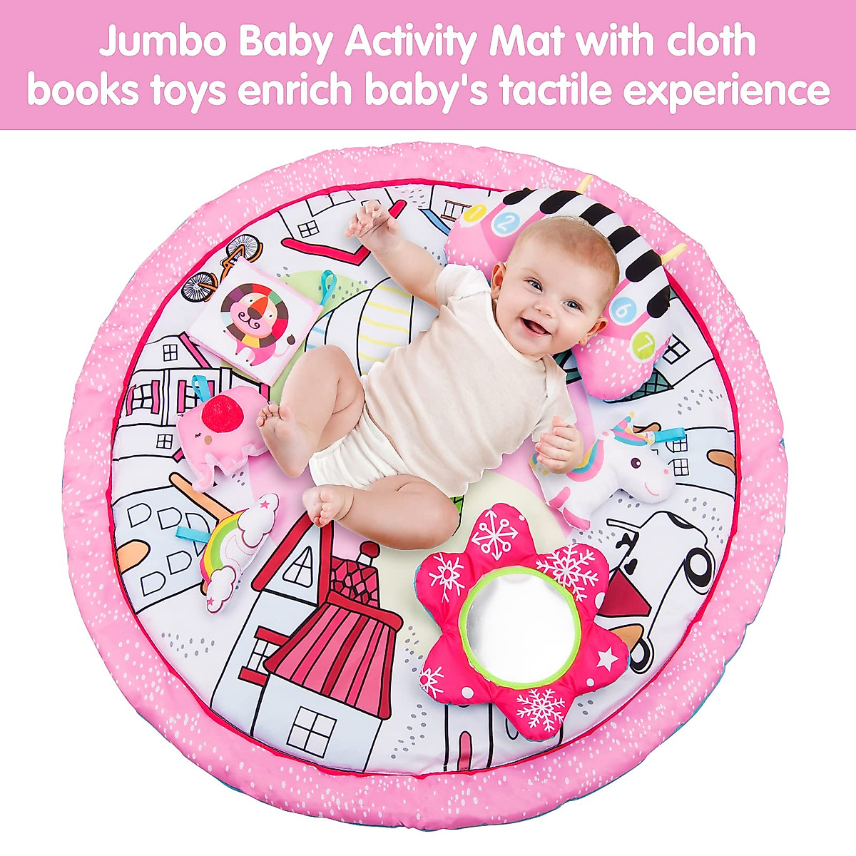 Amagoing Baby Gym Play Mat,4-in-1 Infant Activity Gym with 6 Detachable Toys & Ball Pit for Toddler Sensory and Motor Skill Development Discovery, Newborn Essential Gifts for 0-12 Months Baby Girl Boy