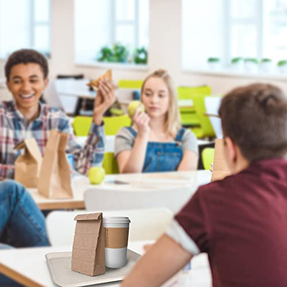 White Rectangular Molded Fiber Pulp Cafeteria Style Food Tray Size of 12”x 16” by MT Products (15 Pieces) - Made in The USA