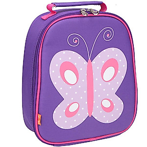 yodo Kids Insulated Lunch Tote Bag with Name Tag for Girls, Butterfly