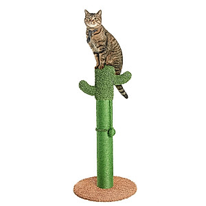 34" Cactus Cat Scratching Post with Dangling Ball for All Cats Large Version Brown