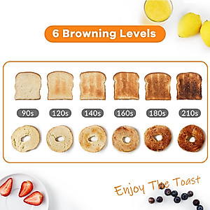 Mecity Toaster 2 Slice Stainless Steel Toaster Countdown Timer, Bagel/Defrost/Reheat/Cancel Functions,Warming Rack, Removable Tray, 6 Browning Settings, Extra Wide Slots, Bread Toaster, 800W