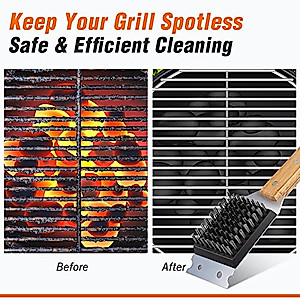 SIMPLETASTE Grill Brush and Scraper, Durable & Effective, Include Extra Stainless Steel Bristles Head for Replacement, Wire Grill Brush for Outdoor Grill, Grill Accessories Gift for Men/Dad