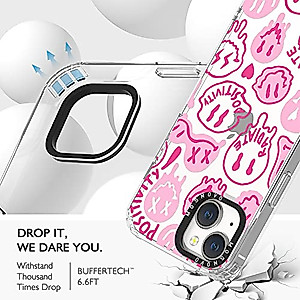 MOSNOVO Compatible with iPhone 14 Plus Case, [Buffertech 6.6 ft drop Impact] [Anti Peel Off Tech] Clear TPU Bumper Phone Case Cover Pink Smiles Positivity Radiate Face Designed for iPhone 14 Plus 6.7"