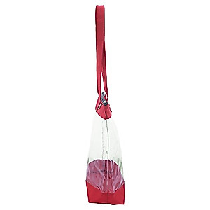 Clear Shoulder Tote with ZIPPER Closure, Red