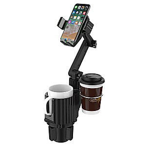 Pletmin Car Cup Holder Phone Mount: Universal Auto Cell Phone Stand with Drink Expand Cup Holder for SUV | Automobile |Compatible with iPhone & Samsung and Other Android Smartphone-Black