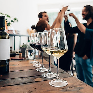 Mainstream Source White and Red Wine Glasses, Modern Renaissance Collection – Contemporary European Style Crystal Wine Glasses for Red Wine & White Wine (2 of Each, 4 Total)