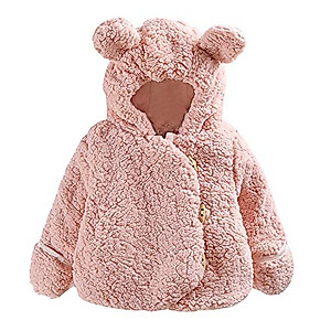 Aivtalk Baby Toodler Fuzzy Jacket Cute Hoodie Cotton Coat Winter Warm Outerwear (2-3 Years, Light Pink)