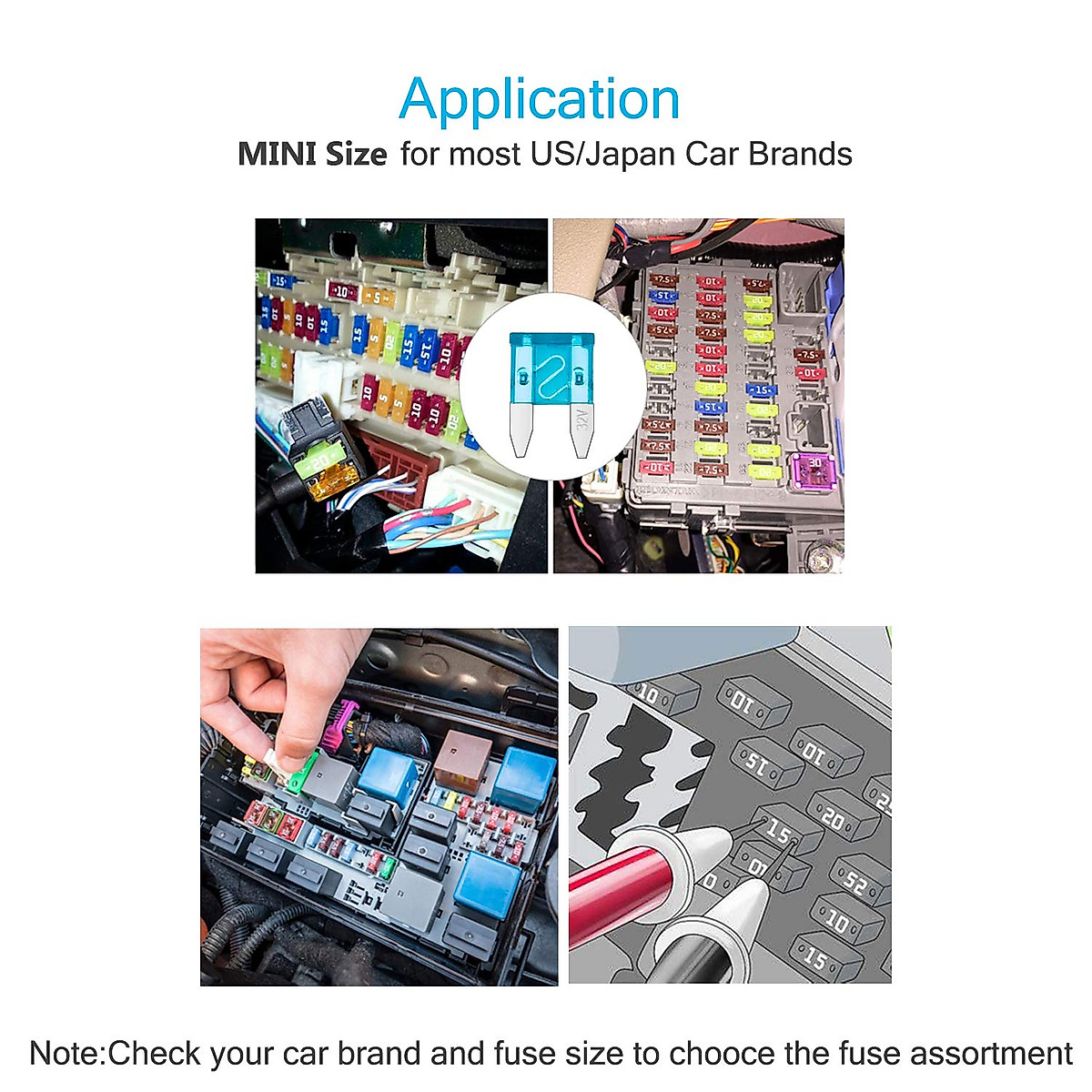 Chanzon UL Listed 15A Mini Blade Fuse ATM/APM 10Pcs 15 Amp 32V Auto Fuses Fast Blow for Automotive Car RV Truck SUV