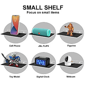 Desing Wish Small Shelf, Screw Mount Small Wall Shelf with Non-Slip Pad, Speaker Wall Mount for Bluetooth Speaker/Webcam/Decor, Acrylic Wall Shelf for Bedroom/Living Room (9 Inch, Clear)