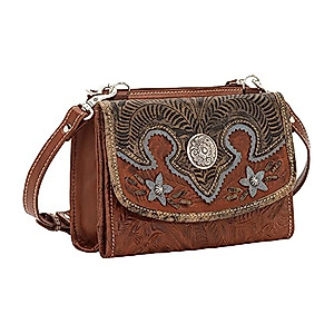 American West Women's Aw Desert Wildflower Tri-Fold Wallet Brown One Size
