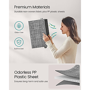 SONGMICS Storage Baskets, Set of 3 Fabric Storage Bins, 15.7 x 11.8 x 9.5 Inches, Foldable Closet Organizer for Shelves, 2 Handles, Label Holders, for Bedroom, Living Room, Cattail Gray UROB440G01