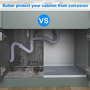 Eapele Under Sink Mat Kitchen Cabinet Tray,34"x22",Flexible Waterproof Silicone Made, Hold up to 3.3 Gallons Liquid (Gray)