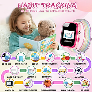 Vakzovy Smart Watch for Kids Gift for Girs Toys Age 6-8, with Video Camera Music Audiobook Games Kids Watches for Girls Ages 8-10 Educational Birthday Gifts for 5 6 7 8 9 10 Year Old Girls