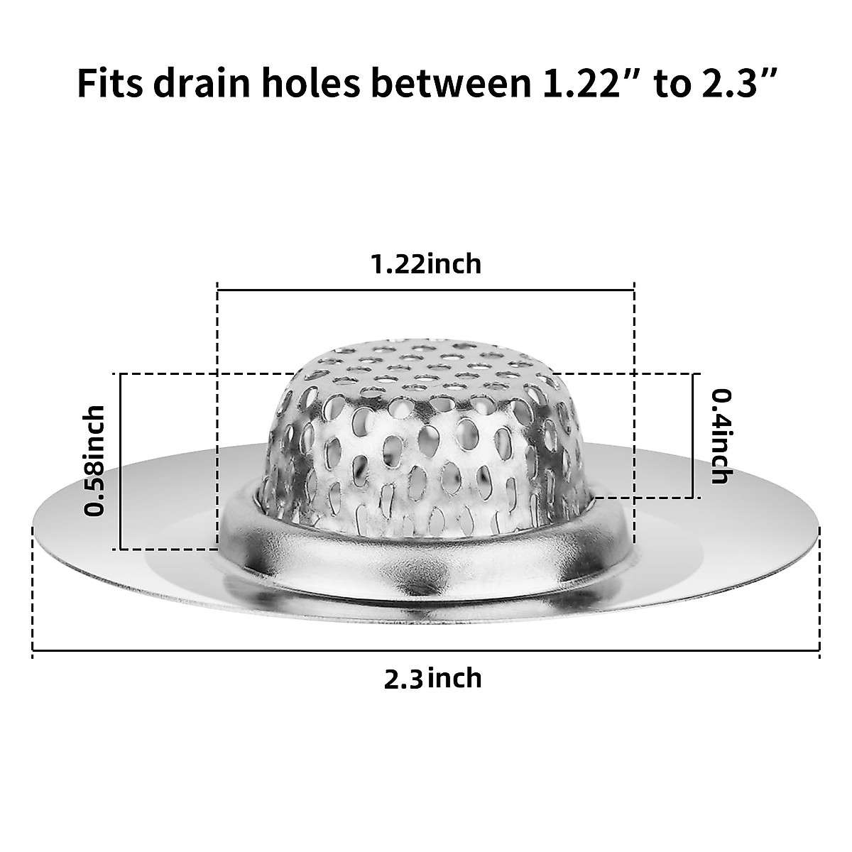 ChefBee Bathroom Sink Drain Strainer - 2PCS 1.22”Stainless Steel Shower Tub Drain Hair Catcher, Bathtub Sink Drain Cover Stopper, Anti-clogger Sink Filter Plug for Mop Pool, Utility Washbasin, RV Sink