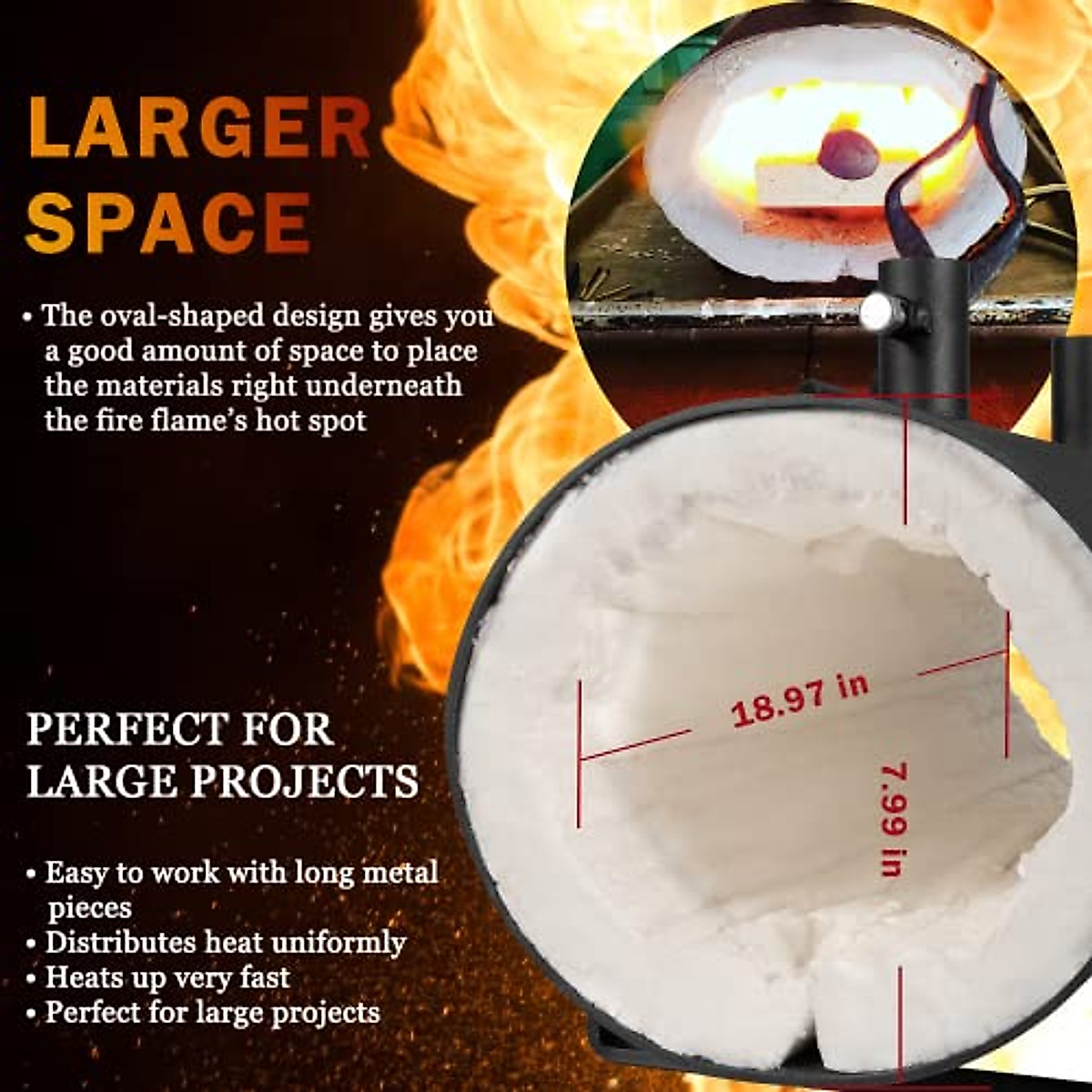 Camoo Double Burner Gas Propane Forge Furnace Blacksmithing Knife Tool Making Farriers Portable Dual Large Capacity, Oval, Deluxe Kit Jewelry Knife