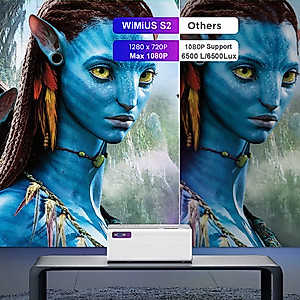 5G WiFi Bluetooth Projector 4K Support, 450 ANSI Native 1080P WIMIUS W6 Outdoor Movie Projector with 300" Display , 4P/4D Keystone, 50% Zoom, Video Projector Compatible iOS/Android/TV Stick/PS4/PPT
