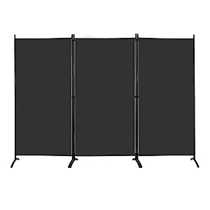 MAYOLIAH Partition Room Dividers 3 Panel Folding Privacy Screens 6 Ft Tall Portable Office Walls Dividers for Room Separator 102"x20"x71", Black