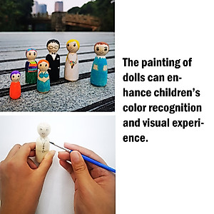 56 PCS Unfinished Natural Wooden Peg Dolls,Little Wooden peg People for Painted or Craft