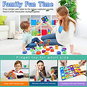 Pop Its Fidget Toys Girl Boy Creative DIY Fidget Building Block Toy Set 24Pcs Dimple Fidget Packs for Kids Anxiety Stress Relief Sensory Toys for Autistic Children ADHD Toddler Educational Toy Gift