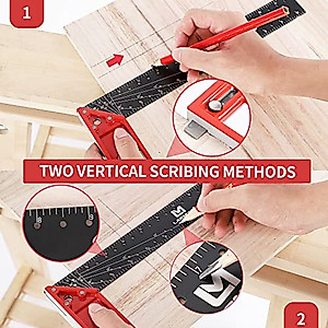 Rafter Square 7 Inch and Framing Square 12 Inch Carpenter Square Set, Square Tool Woodworking Square, Aluminum Rafter Square for Woodworking