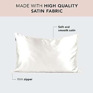 Kitsch Satin Pillowcase for Hair and Skin Queen, Softer Than Mulberry Silk Pillow Cases Standard Size, Cooling Pillow Covers 19x26 in for Sleeping, Smooth Satin Pillowcase with Zipper, (Ivory) 1 Pack