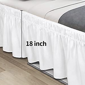 Easy-Going Bed Skirt for Queen or King Size Bed, 18 Inch Tailored Drop, Fitted with Adjustable Elastic Belt, Convenient to Use Without Lift The Mattress (Queen/King, White)