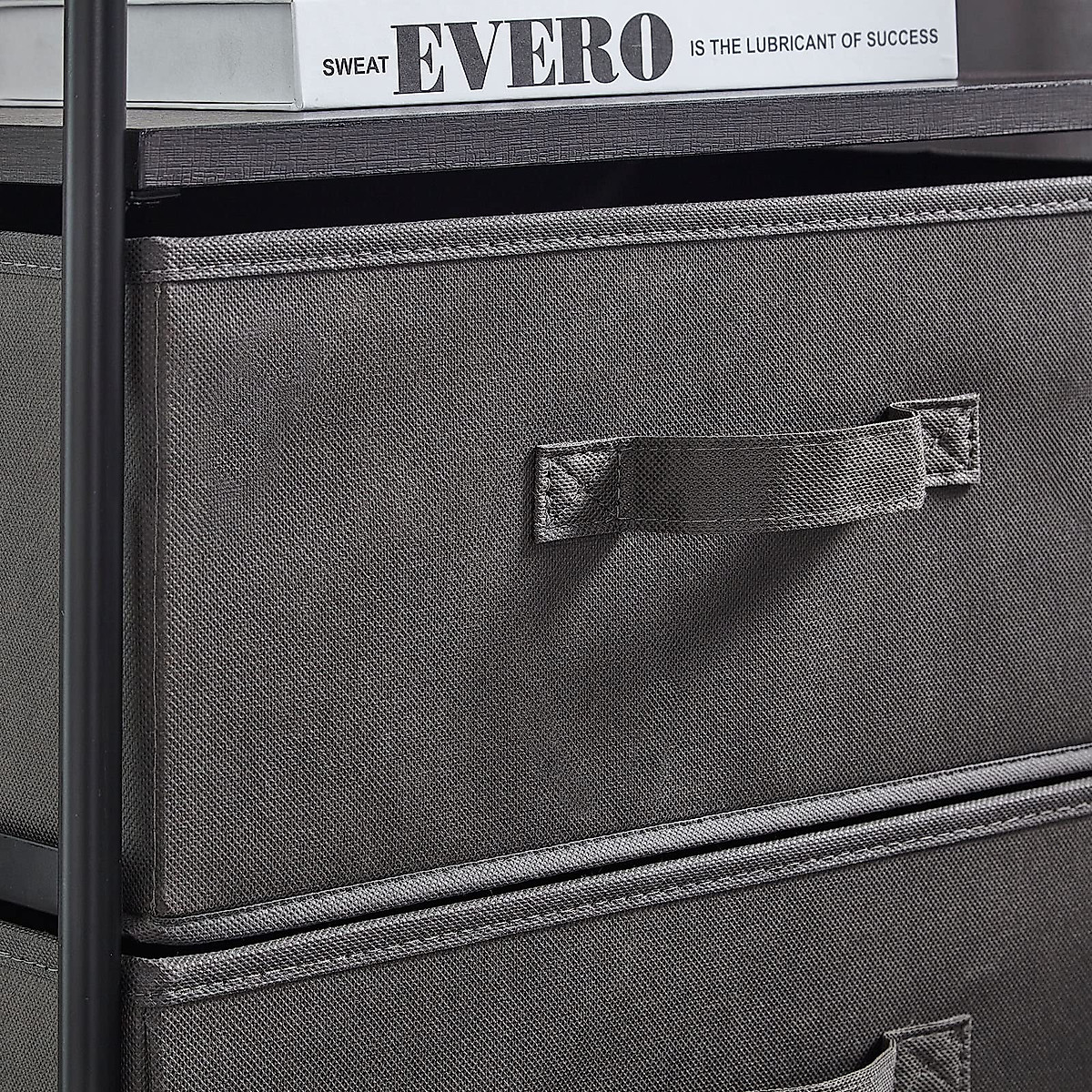 OLD CAPTAIN 3 Drawer Fabric Dresser with Charging Socket Tall Nightstand for Bedroom,Brown+Dark Grey…