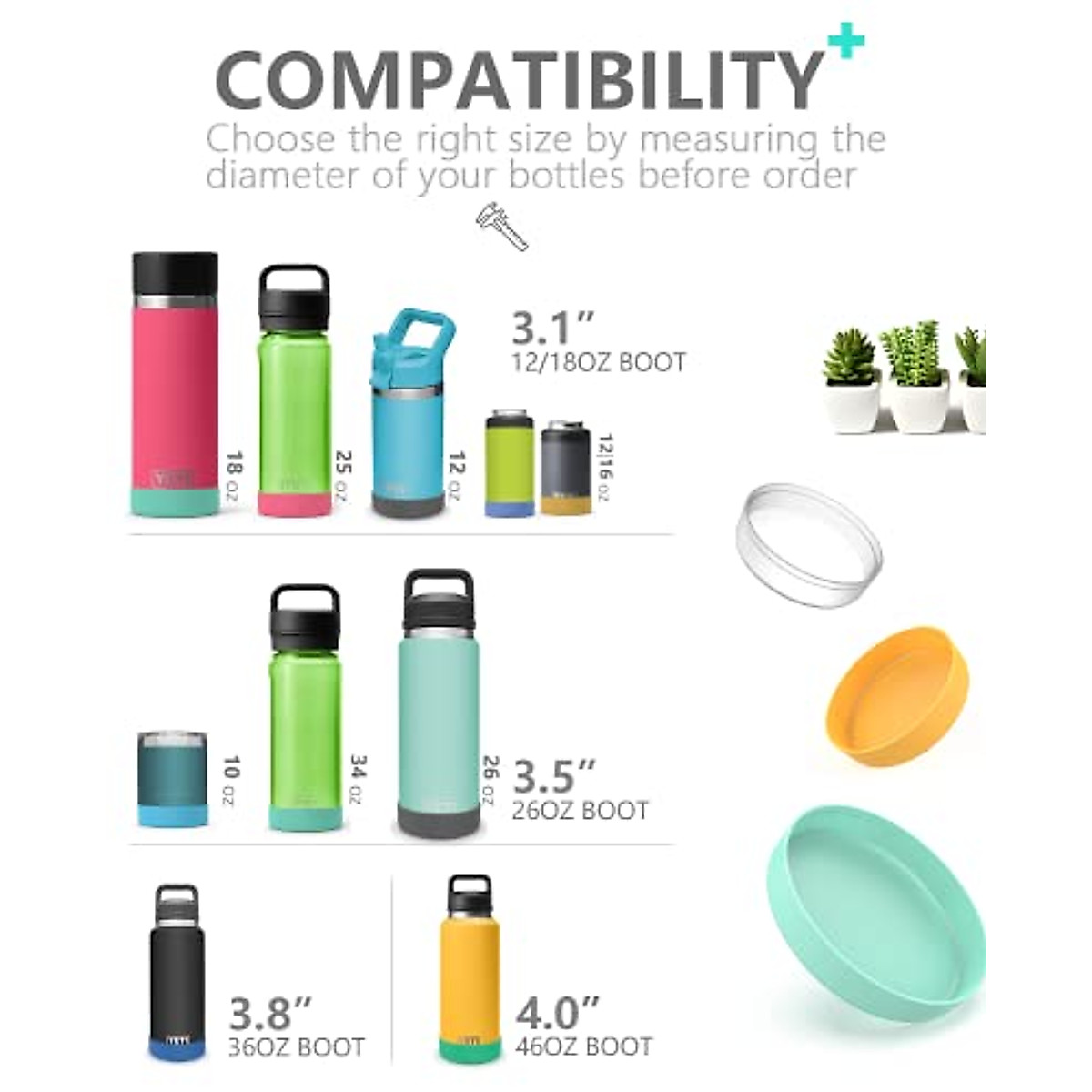 ALIENSX Protective Bottom Boot for YETI Rambler 18oz/12oz and Yeti Yonder 25oz Water Bottles, Anti-Slip Silicone Sleeve Cover, Travel Pet Bowl for Dog Cat Food Feeding, BPA Free (12/18oz, Pink)