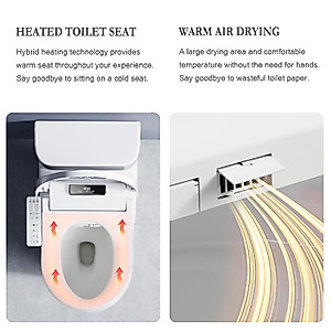 XCQQ Smart Bidet Toilet Seat Elongated Oversized, Heated Bidet with Warm Water and Dryer, Night Light, Rear and Feminine Washing, Slow Closed Toilet Seat, LED Screen, Removable Panel to Remote