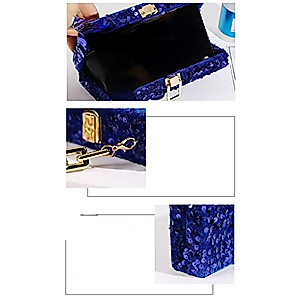 square Sequins Cocktail Wedding Engagement Handbag Evening Bag Purse Clutch Pouch7.09' x 3.94' x 1.97'(inch) (Blue)