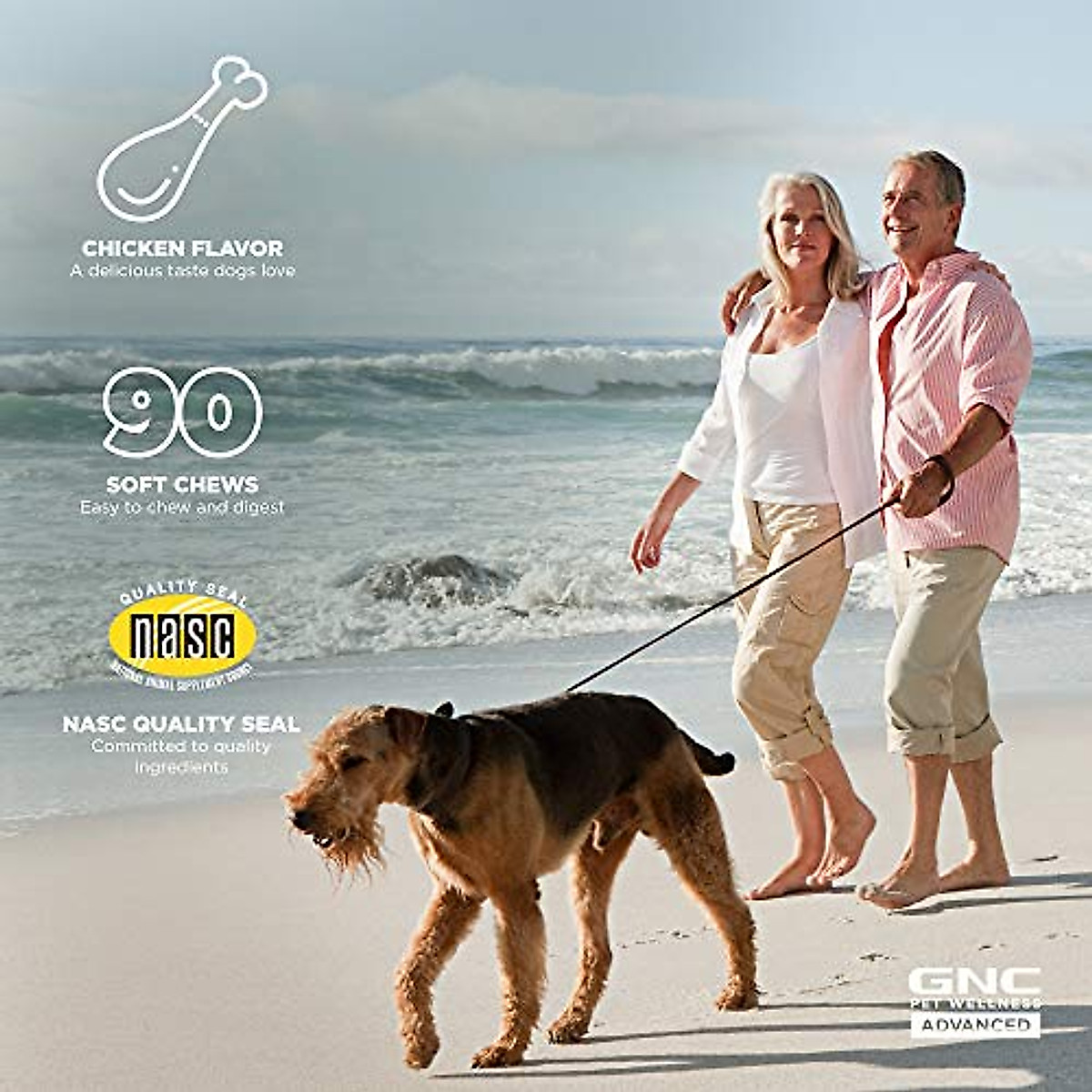 GNC Pets ADVANCED Coprophagia Dog Supplements | 90 Ct Dog Poop Eating Deterrent Soft Chews for Dogs in Chicken Flavor | Dog Supplement With Yucca Schidigera, Digestive Enzymes, and Probiotics