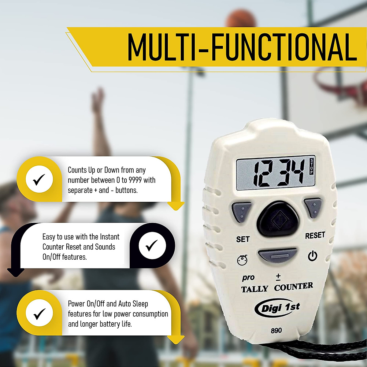 Digi 1st TC-890 Digital Tally Counter, Electronic Up Down Clicker Counter, Add/Subtract People Counter, Handheld Pitch Counter for Golf, Lap & Knitting (2-Pack)