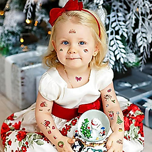 Jctato 10 Sheets Christmas Temporary Tattoos for Kids Stocking Stuffers Fake Tattoos Kids Stickers for Boys Girls Christmas Eve Gift Party Favors