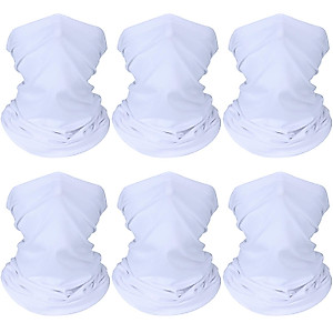 Geyoga 6 Pieces Winter Face Mask for Men Ski Mask Neck Gaiters Scarf Face Covering Balaclava Fishing Cycling Running Windproof Bandana (White)