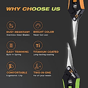 Zegos Bud Trimming Scissor 2 Packs Combo with Sorted Straight and Curved Blades, Precision Pruning Shears, Hand Pruning Snips, Garden Scissors for Herb and Bud Trimming, Bonsai Cutting