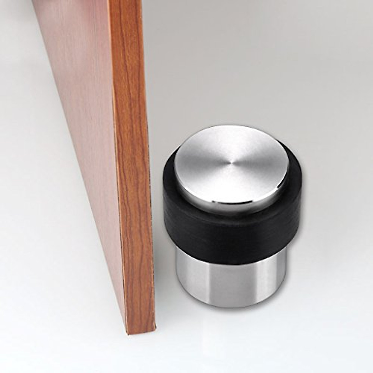 Sumnacon Cylindrical Floor Door Stopper, Solid Stainless Steel Door Stopper with Rubber Bumper-Safety Floor Mount Doorstop with Screws, Heavy Duty Commercial Industrial Floor Door Stopper