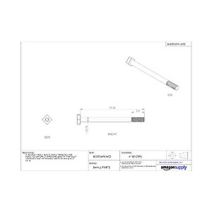 Te-Co 46262 Black Oxide 4140 Steel T-Bolt, 3/8"-16 TPI, 2" Thread Length, 2-1/2" Length, 11/16" x 11/16" x 1/4" Head, 3/8" Table Slot (Pack of 2)
