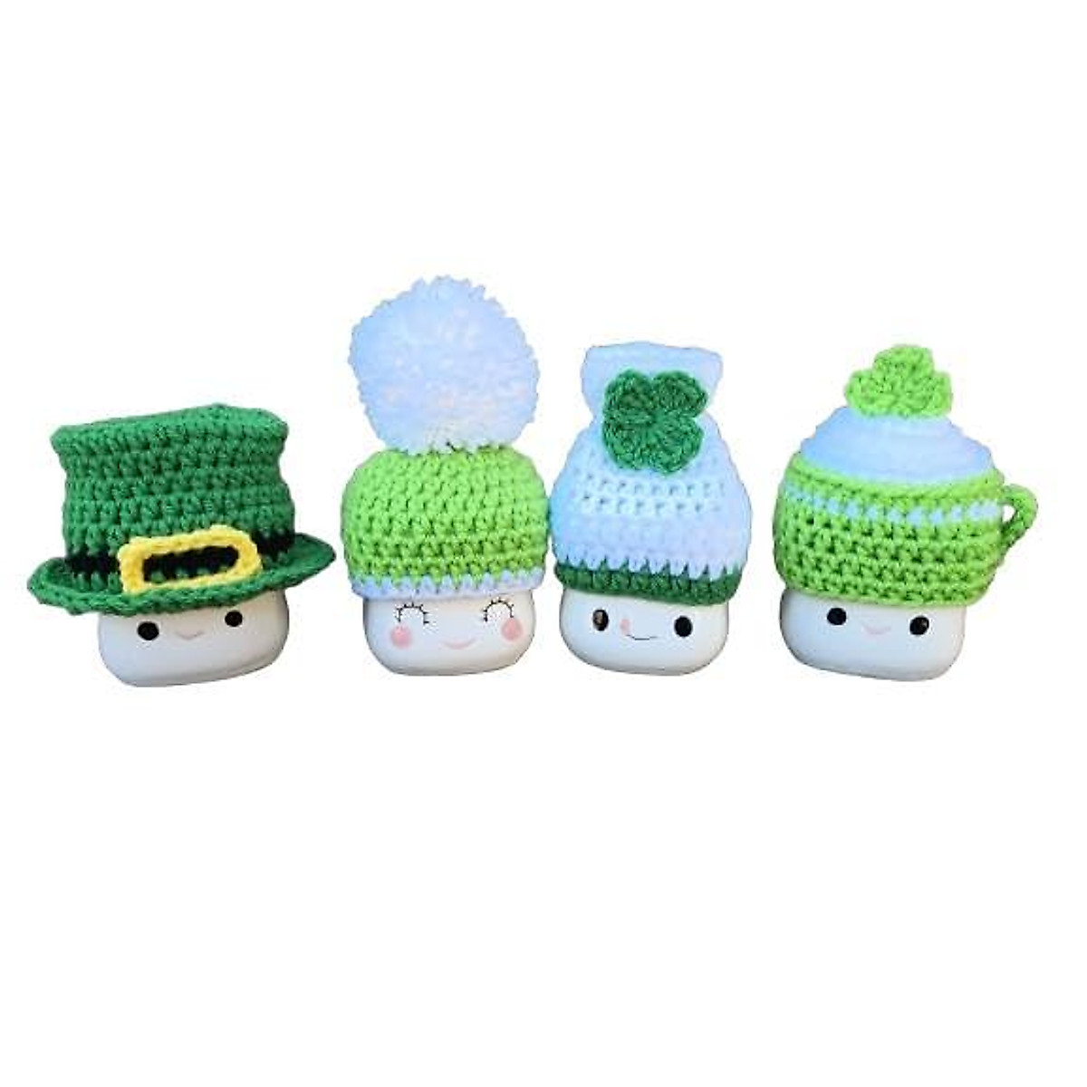 Handmade Marshmallow Mug Hats - St. Patrick's Day - Tiered Tray Decor 2.75x2.75 Size (Set of 4- Mug, Top Hat, White & Gold)