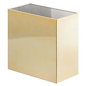 mDesign Small Steel Rectangular 2.4 Gallon/9.1 Liter Trash Can, Waste Basket for Bathroom, Bedroom, Home Office - Holds Garbage, Recycling, Household Items - Linn Collection - Soft Brass