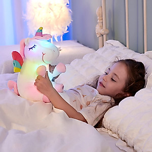 Athoinsu 12'' Light up Unicorn Stuffed Animal Soft Plush Toy with Colorful LED Night Lights Glowing Birthday Children's Day Valentine's Day Gifts for Girls Toddler Kids Women
