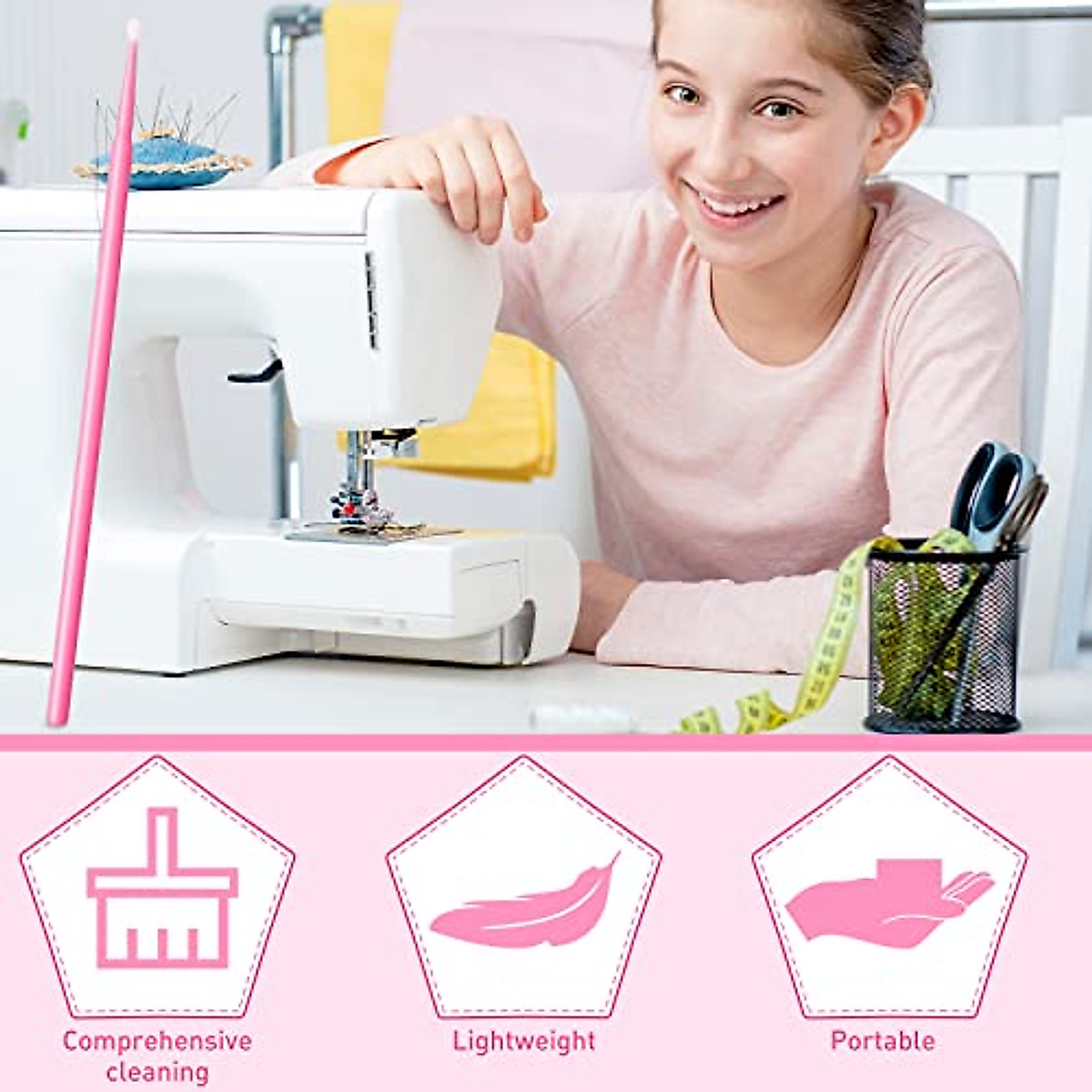 200 Pieces Sewing Machine Cleaning Brushes Disposable Clean Swabs Pointed Tips Cleaning Swabs Sewing Tool Multi Purpose Cleaning Swab Sticks for Paint Sewing Machine