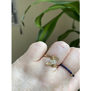 Genuine Libyan Desert Glass Chip Hammered Wire Wrap Ring in Stainless Steel- Bronze-Copper- Black Niobium- Sterling Silver- 14K Gold or 14K Rose GoldSizes Size 4-16-Polished Chip Bead