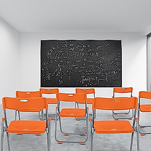 8 Pack Folding Plastic Chairs Pack Steel Folding Dining Chairs Folding Chairs Bulk Fold Up Event Chairs Portable Plastic Chairs with Steel Frame 440lb for Events Office Wedding Indoor Outdoor (Orange)