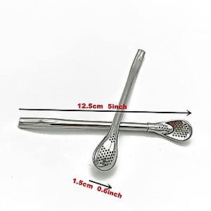 8 Pieces Stainless Steel Drinking Straws with Filter Spoon Reusable Yerba Mate Bombilla Metal Tea Straws 5Inch