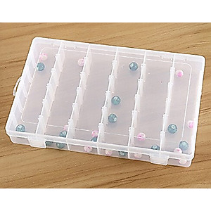 15/24/36 Grids Clear Plastic Storage Box Adjustable Bead Case Nail Art Tools Earring Jewelry Storage Organizer (White, 36-Grid)
