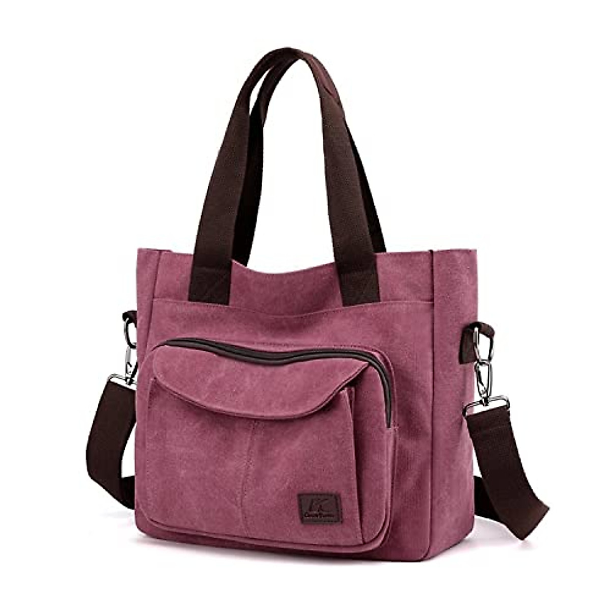 SUKUTU Ladies Canvas Tote Handbags Multi Pockets Satchel Large Capacity Stylish Top Handle Shoulder Bag