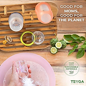 TEYGA Baby Bottle Drying Rack - Indestructible Bamboo Baby Bottle Rack Dryer, Pro-Earth Baby Bottle Holder & Baby Bottle Dryer Rack, Use as a Travel Baby Bottle Cleaning Kit as a Baby Bottle Organizer