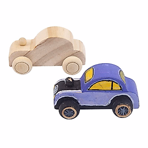 JALEOOUTLET - Wood DIY Cars Toys Wooden Crafts for Paint Art 6 Set Home Activities Easy Family Time Painting Craft Students Make Your Own Race Cart