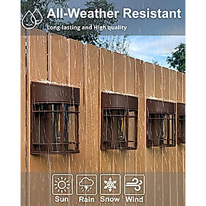 DOESLAG Solar Fence Lights, 8 Pack Deck Lights Waterproof Solar Outdoor Lights for Garden Fence Post Backyard Decor, Brown